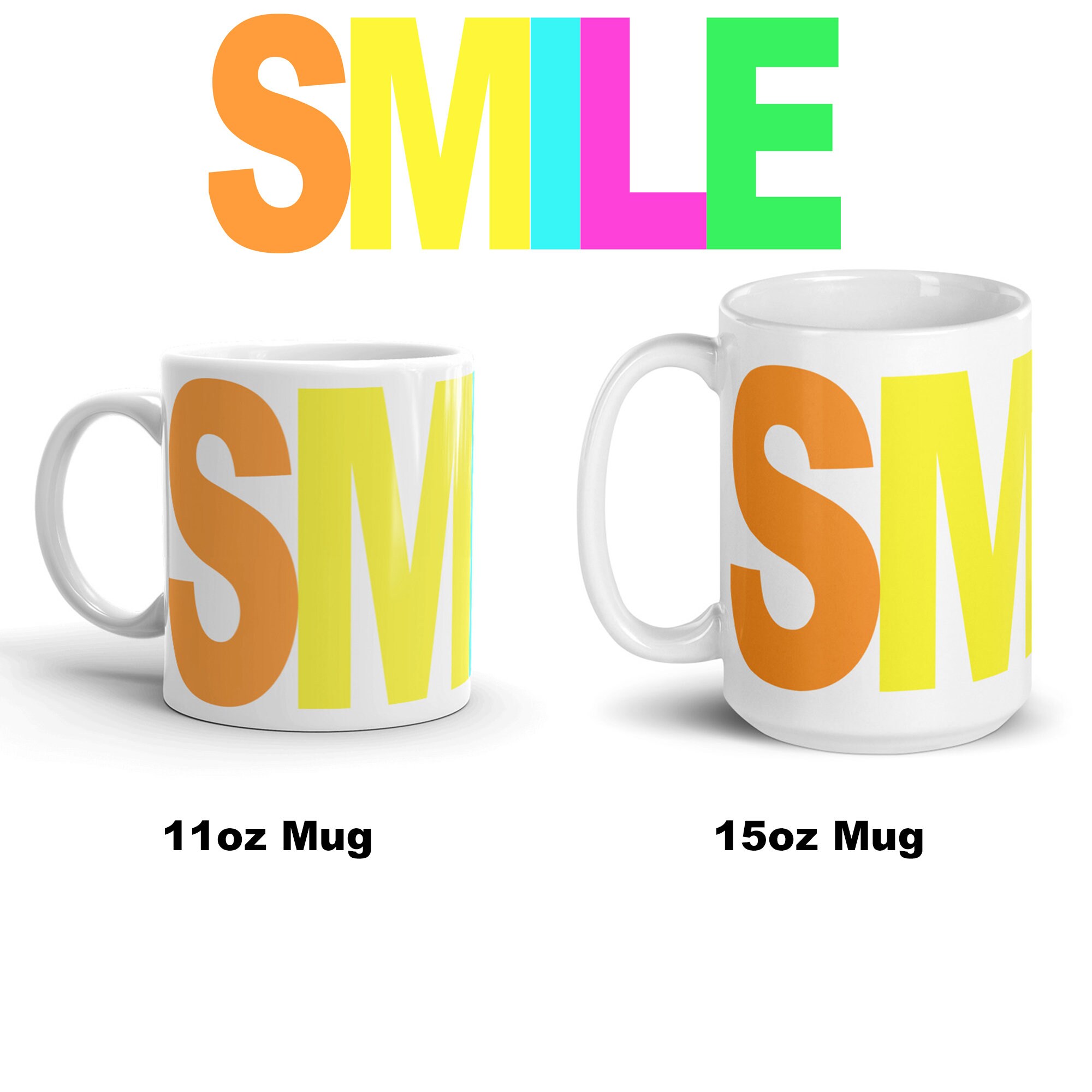 Rainbow Smile Coffee Mug, Mugs With Sayings, Ceramic Mug, Inspirational ...