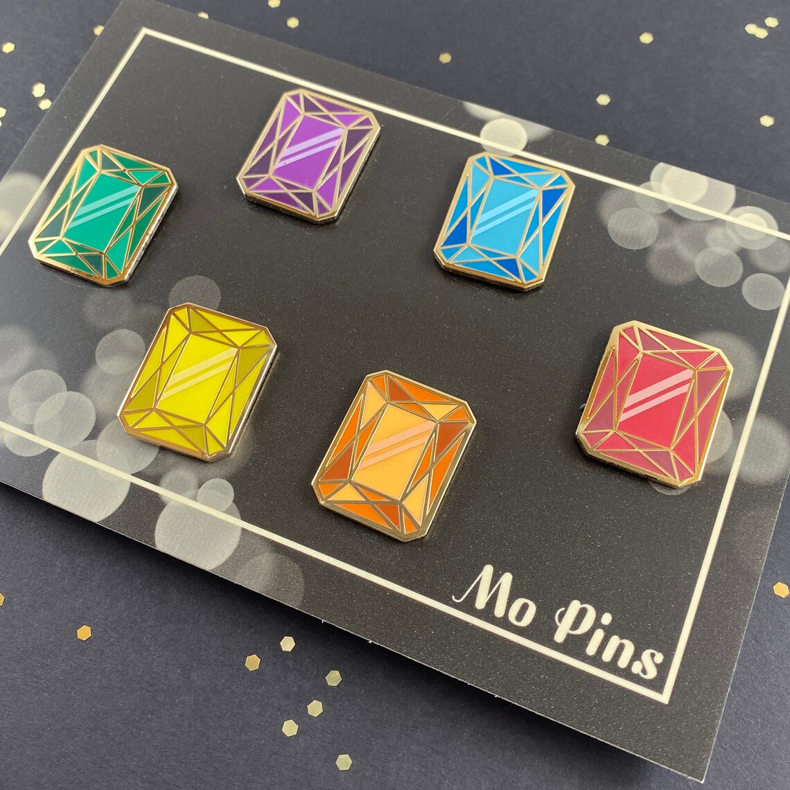 Marvelous Gems Enamel Pin Set: Gold, Screen Print, Glow-in-the-dark - Etsy