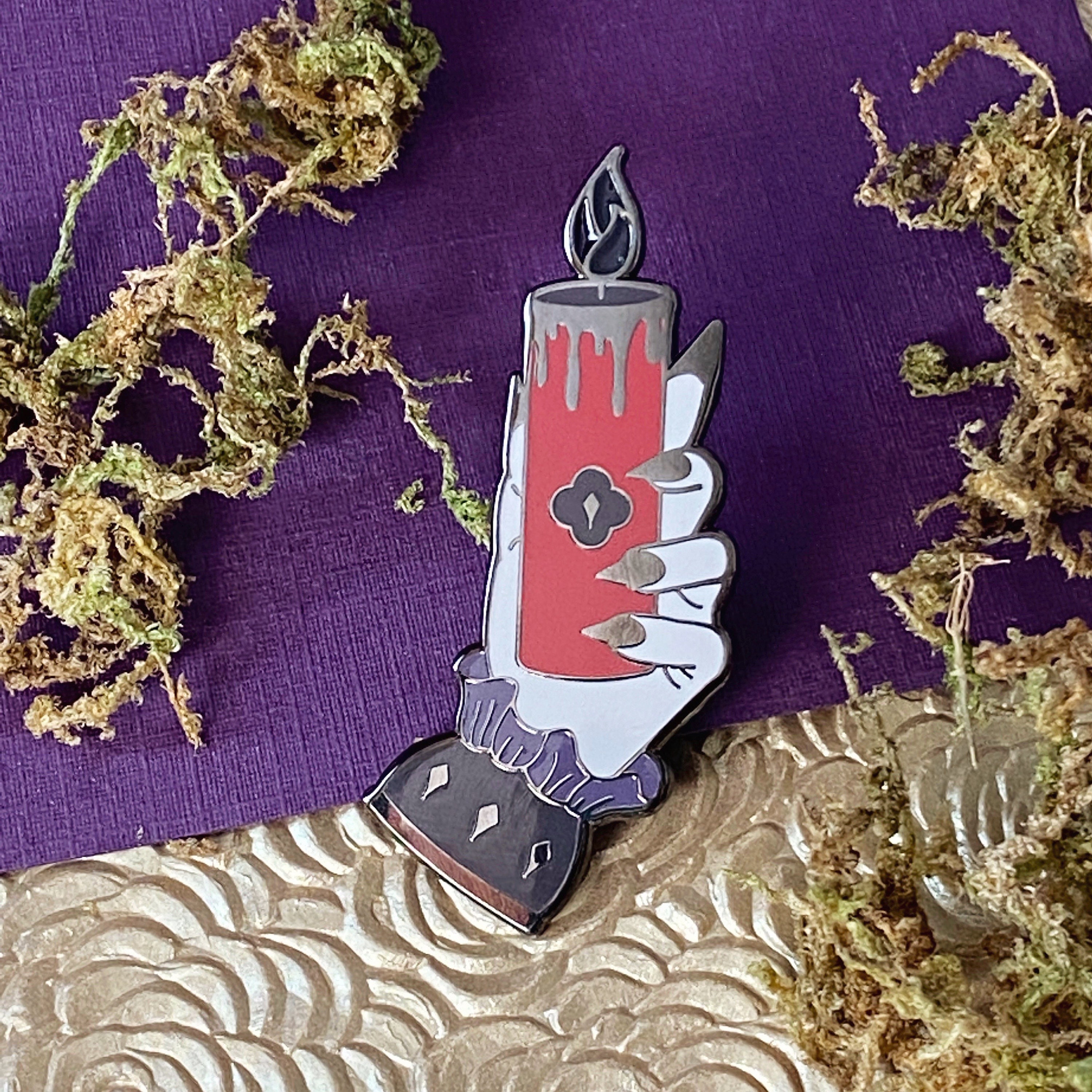 Gothic Vampire Hand with Black Flame Candle Glass Halloween | Etsy