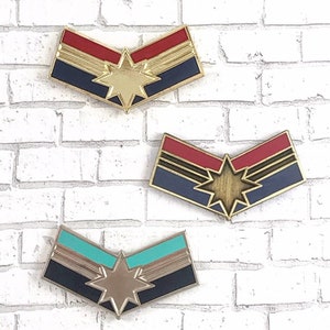 Captain Marvel - 1.5" Red and Blue Enamel Pin With Star - Etsy
