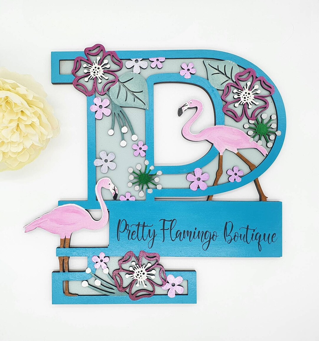 Personalised Flamingo Door Wall Sign Letter. Bedroom Decoration Initial ...