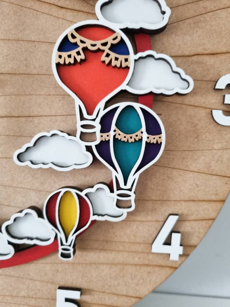 Hot Air Balloon Themed Wall Clock. Bedroom Nursery Art Time - Etsy