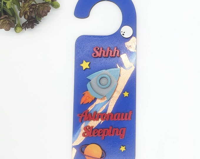 Space Themed Door Hanger. Astronaut Sleeping Do Not Disturb - Etsy UK
