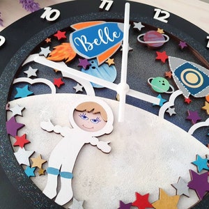 3D Space themed wall clock. Galaxy moon astronaut bedroom | Etsy