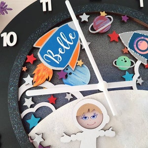 3D Space themed wall clock. Galaxy moon astronaut bedroom | Etsy