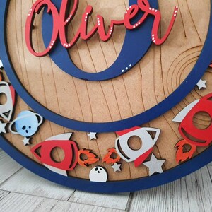 Personalised Space Rocket Circle Plaque. Wall Art, Door Name Sign - Etsy UK