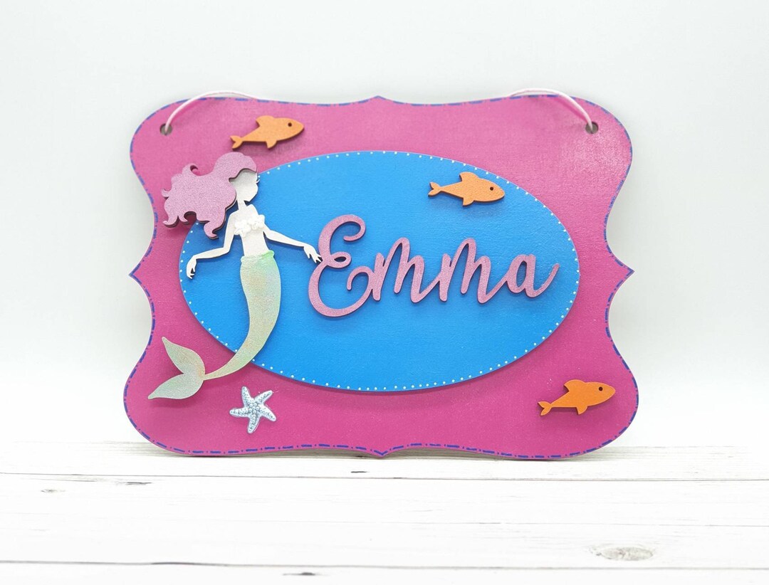 Personalised Mermaid Door Sign, Name Plate, Door Hanger. Children's ...