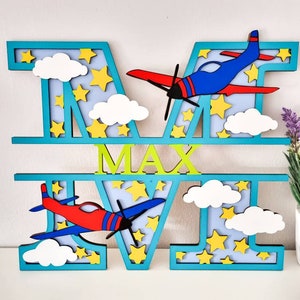 Personalised Aeroplane Themed Letter. Plane Bedroom Decoration Initial ...