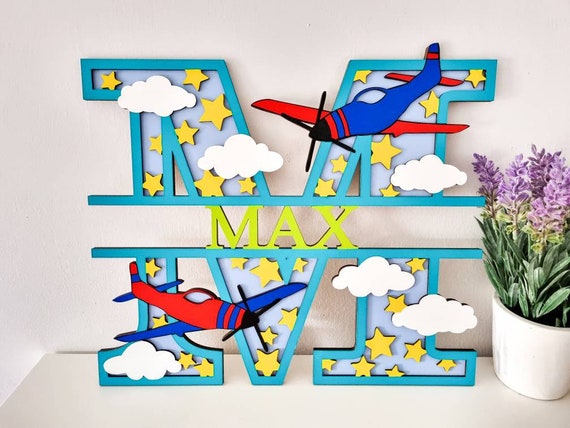 Personalised Aeroplane Themed Letter. Plane Bedroom Decoration - Etsy