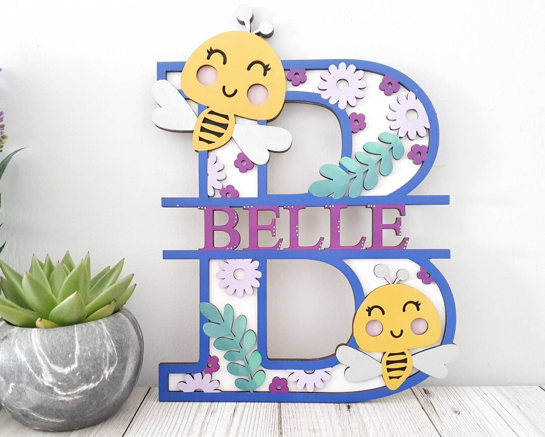 Personalised Bumble Bee Themed Letter. Bedroom Decoration Initial. Full ...