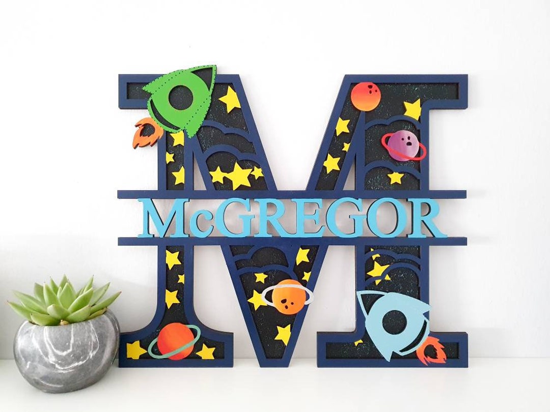 Personalised Space Rocket Themed Letter. Bedroom Decoration Initial ...