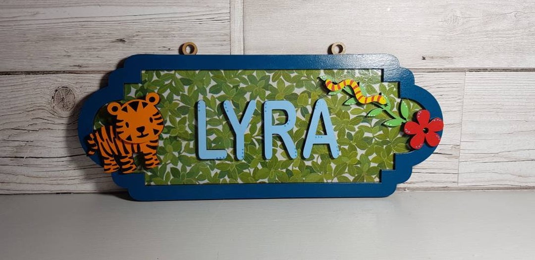 Tiger Themed Personalised Wooden Door Signs. Children's Bedroom Name ...