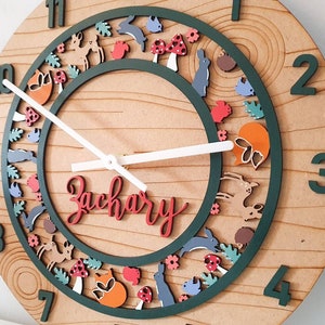 Woodland Themed Personalised Clock. Wall Art, Time Teller. - Etsy