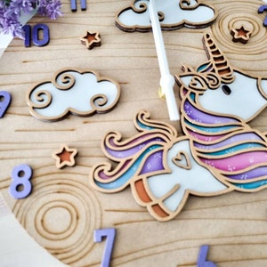 Unicorn Themed Wall Clock. Bedroom, Nursery Art, Time Teller. - Etsy