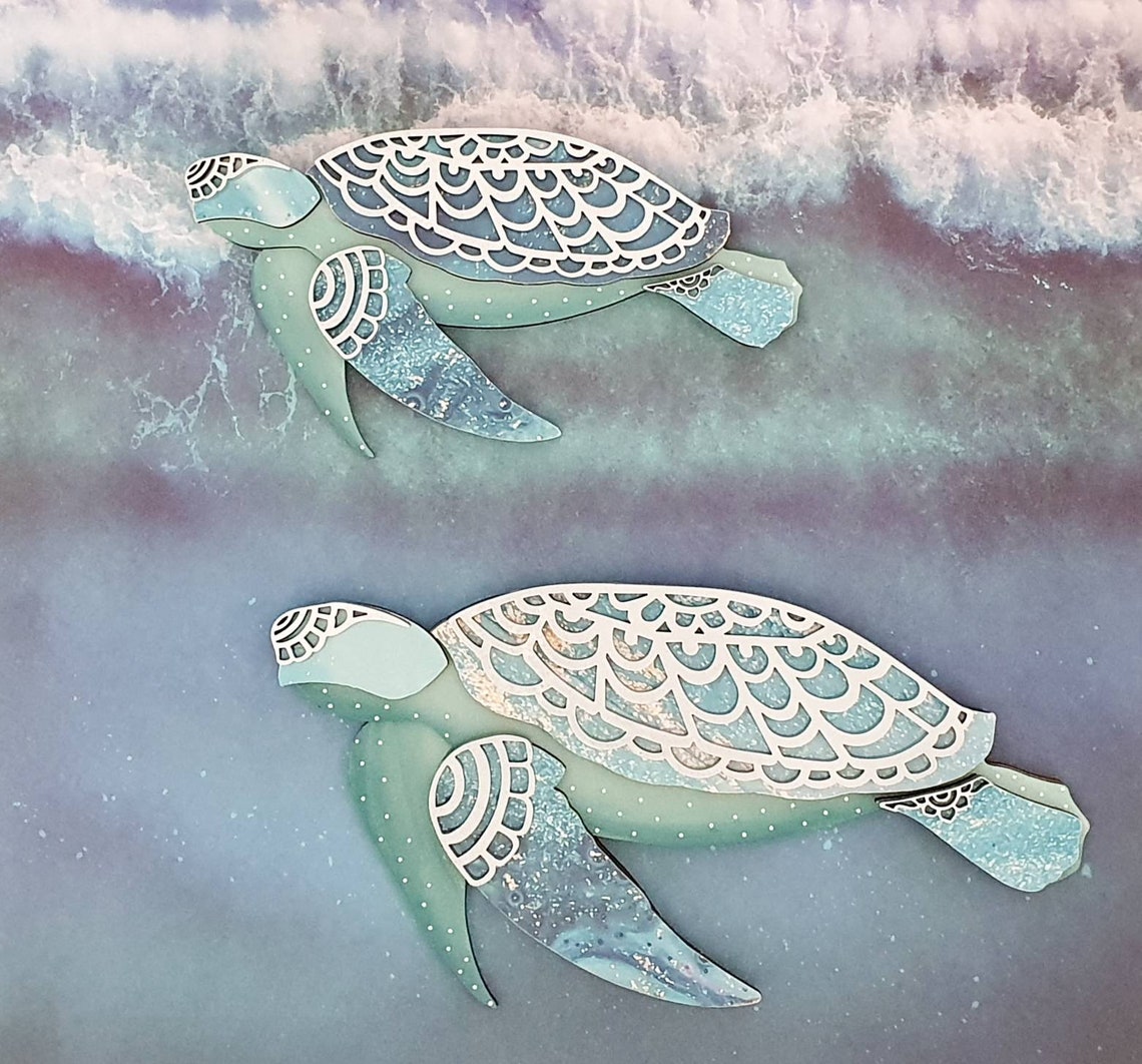Sea turtles wall decoration. Ocean themed decor wall art. | Etsy