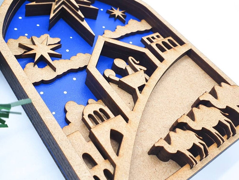 Nativity Scene 3D Multi Layered Wooden Decoration | Etsy UK