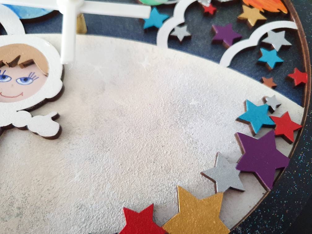 3D Space themed wall clock. Galaxy moon astronaut bedroom | Etsy