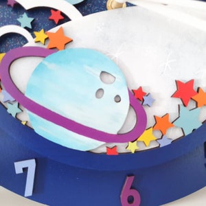 3D Space Themed Wall Clock. Galaxy, Moon Astronaut Bedroom Decoration ...