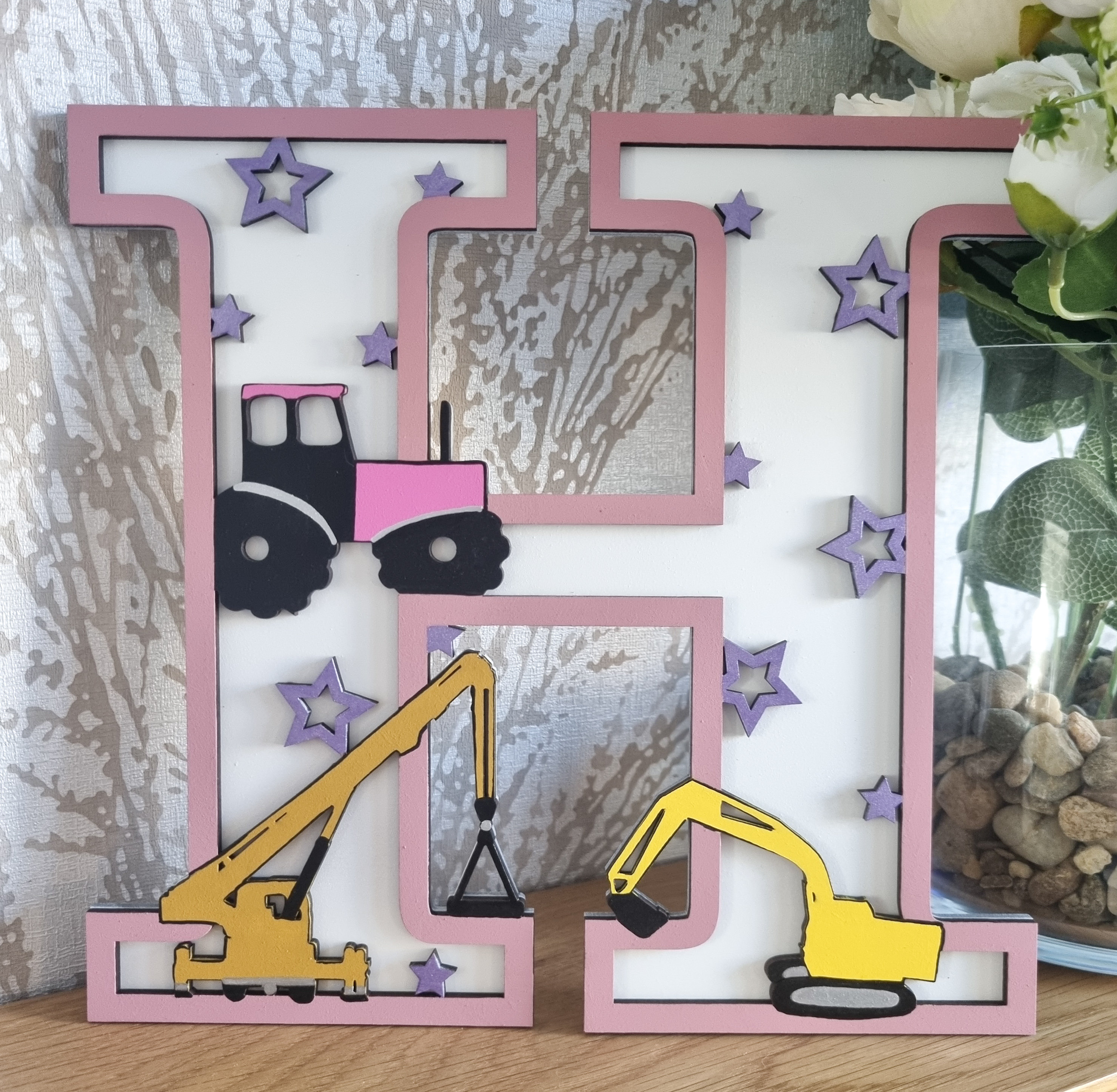 Personalized Tractor Construction Letter: MDF Bedroom Wall Decor - Etsy