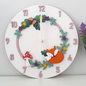 Woodland Fox Themed Wall Clock. Bedroom, Nursery Art, Time Teller. - Etsy
