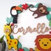 Personalised Jungle / Safari Animals Wreath. Monkey, Lion and Giraffe ...