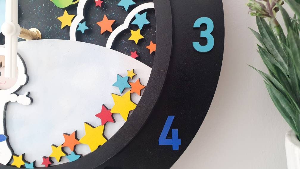 3D Space Themed Wall Clock. Galaxy Moon Astronaut Bedroom | Etsy UK