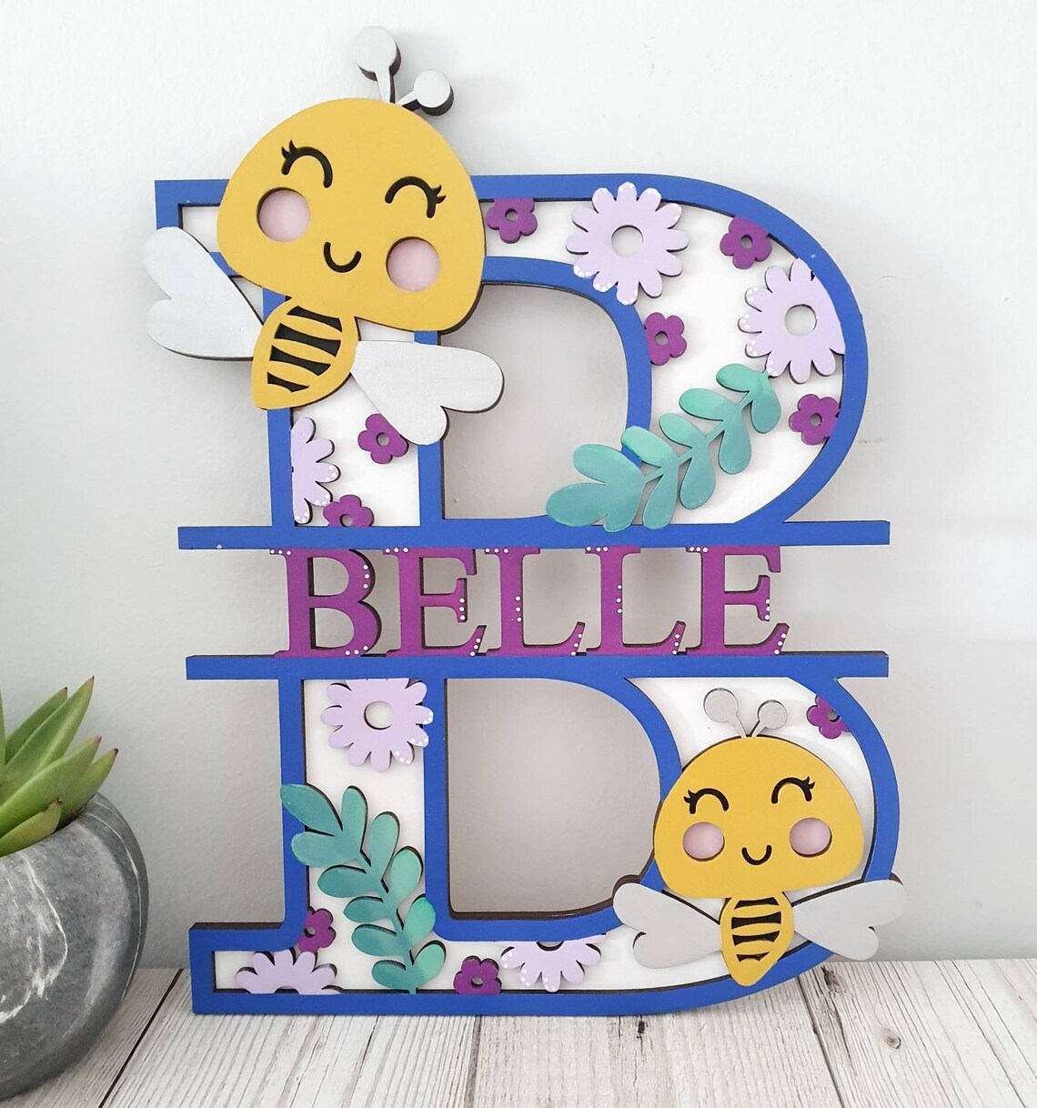 Personalised Bumble Bee Themed Letter. Bedroom Decoration Initial. Full ...