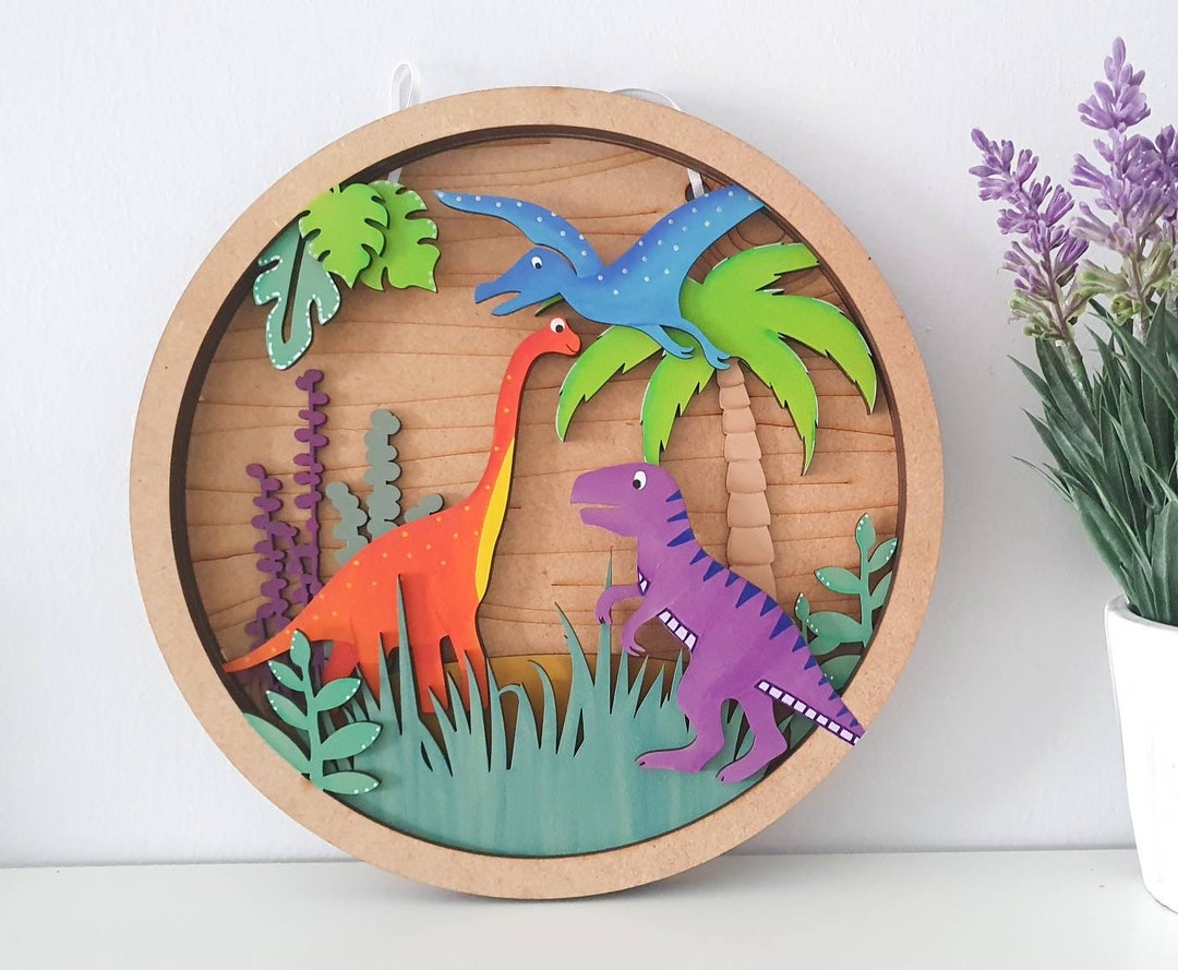 3D Dinosaur Wall Plaque. Dino Scene, Bedroom Decoration - Etsy