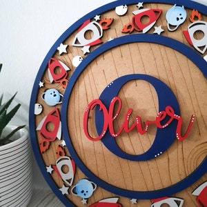Personalised Space Rocket Circle Plaque. Wall Art, Door Name Sign - Etsy UK