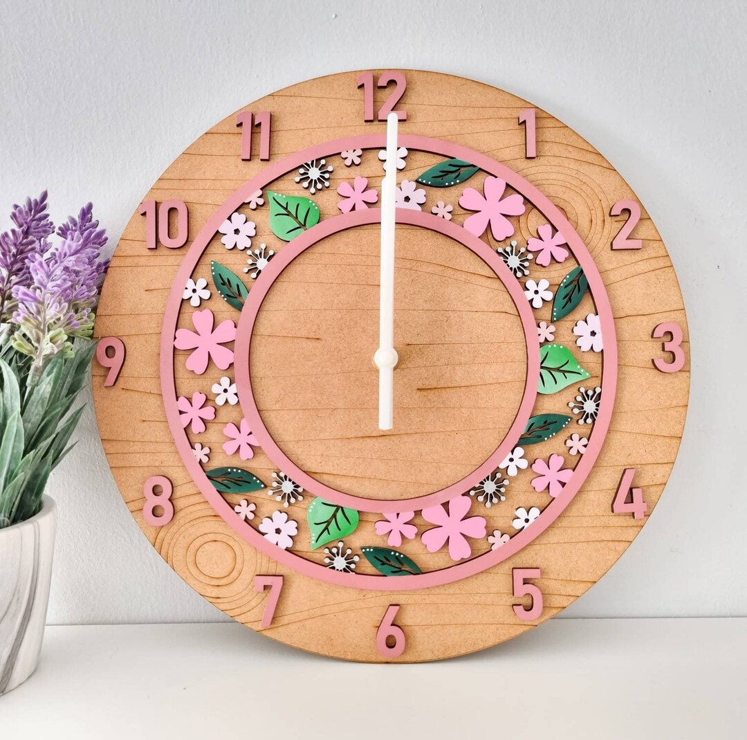 Floral / Flowers Clock. Wall Art, Time Teller. - Etsy UK