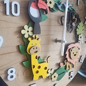 CLOCK Jungle / Safari Animals Clock. Monkey, Lion and Giraffe Bedroom ...