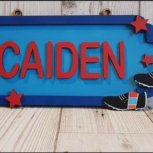 Football Themed Personalised Wooden Door Signs. Children's Bedroom Name ...