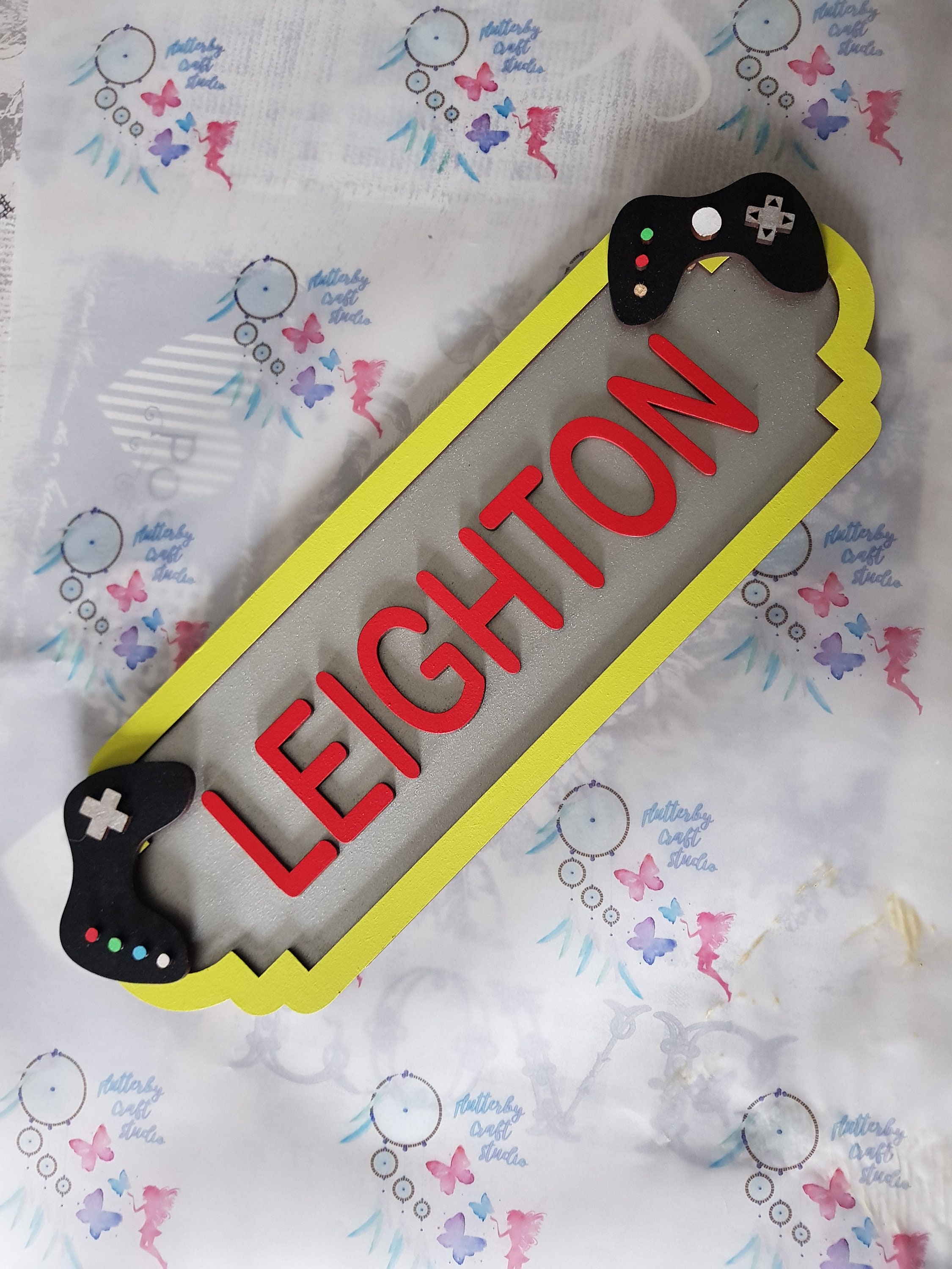 Gaming Themed Personalised Wooden Door Signs. Children's Bedroom Name ...