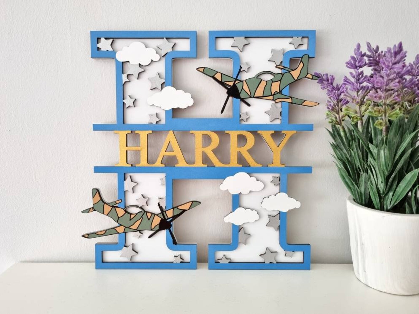 Personalised Aeroplane Themed Letter. Plane Bedroom Decoration Initial ...