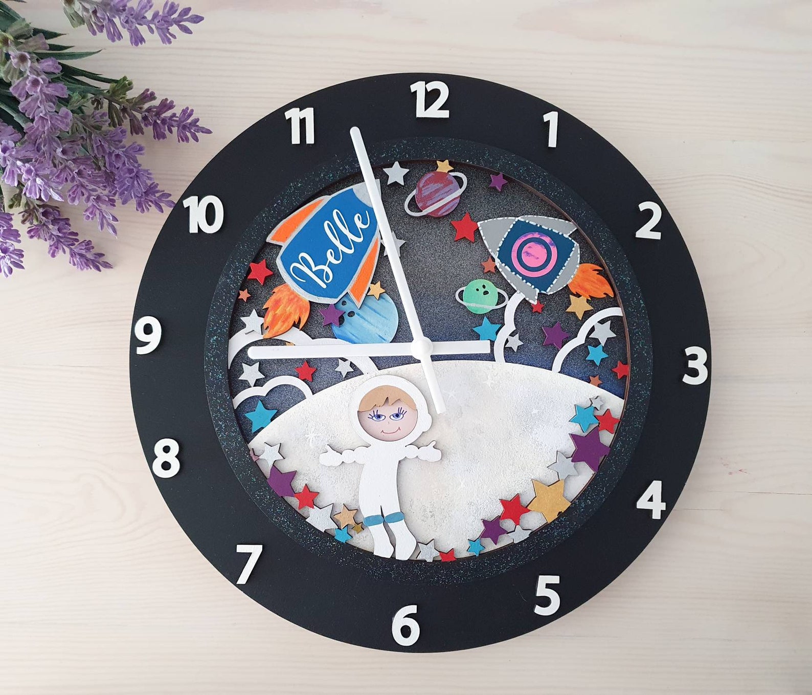 3D Space themed wall clock. Galaxy moon astronaut bedroom | Etsy