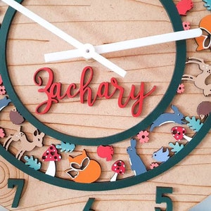 Woodland Themed Personalised Clock. Wall Art, Time Teller. - Etsy