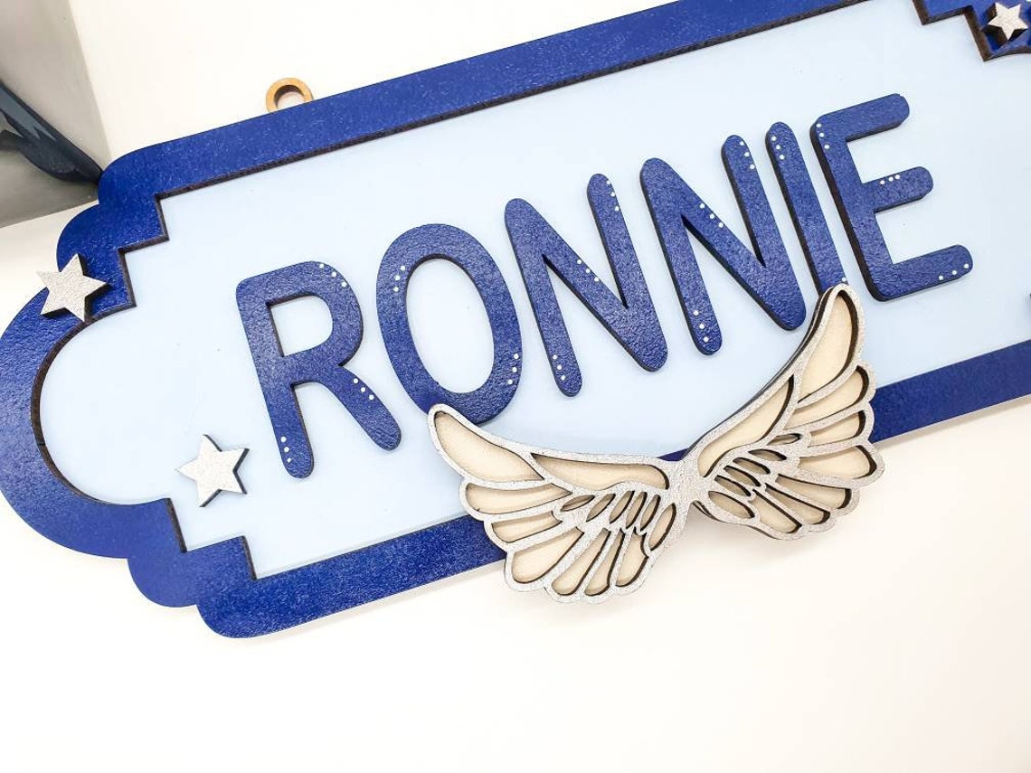 Angel Wings Themed Personalised Wooden Door Signs. Children's Bedroom ...