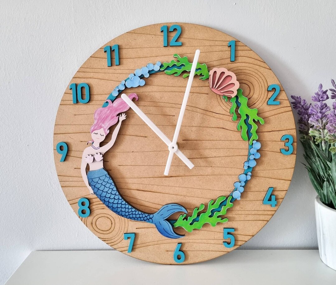 Mermaid Under the Sea Themed Clock. Wall Art Time Teller. - Etsy