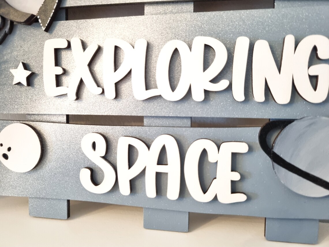Space Themed Pallet Sign. Quirky Children's Wall Art. - Etsy