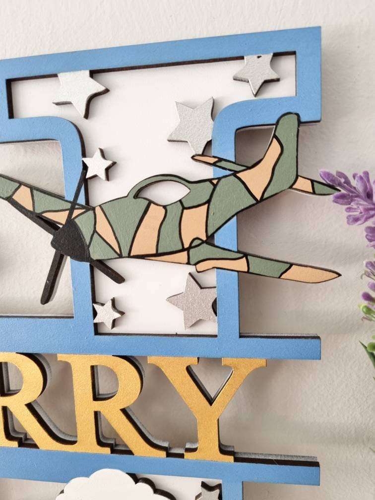 Personalised Aeroplane Themed Letter. Plane Bedroom Decoration | Etsy UK