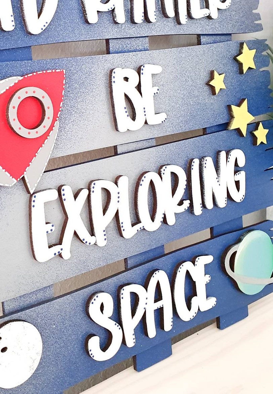 Space Themed Pallet Sign. Quirky Children's Wall Art. - Etsy