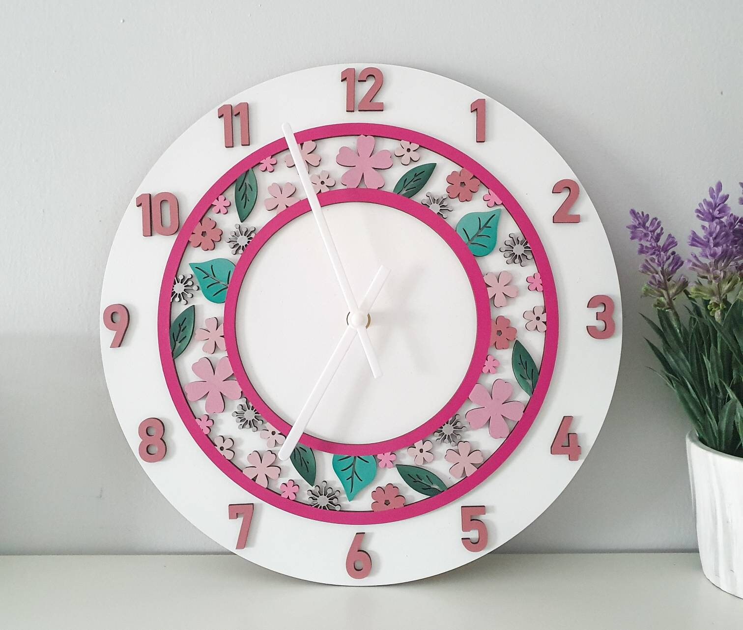 Floral / Flowers Clock. Wall Art Time Teller. - Etsy