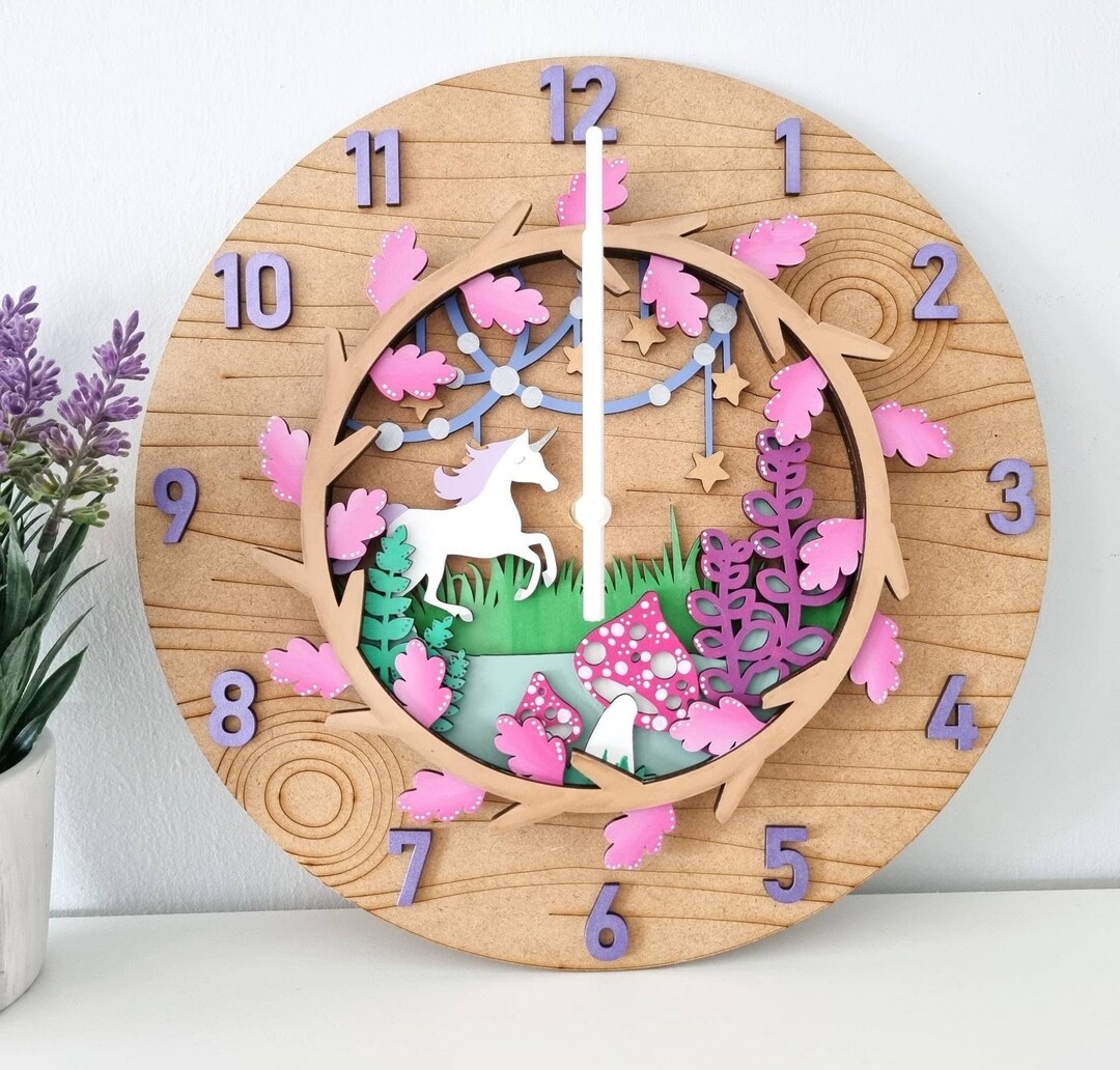3D Unicorn Wall Clock. Magical Bedroom Decoration - Etsy