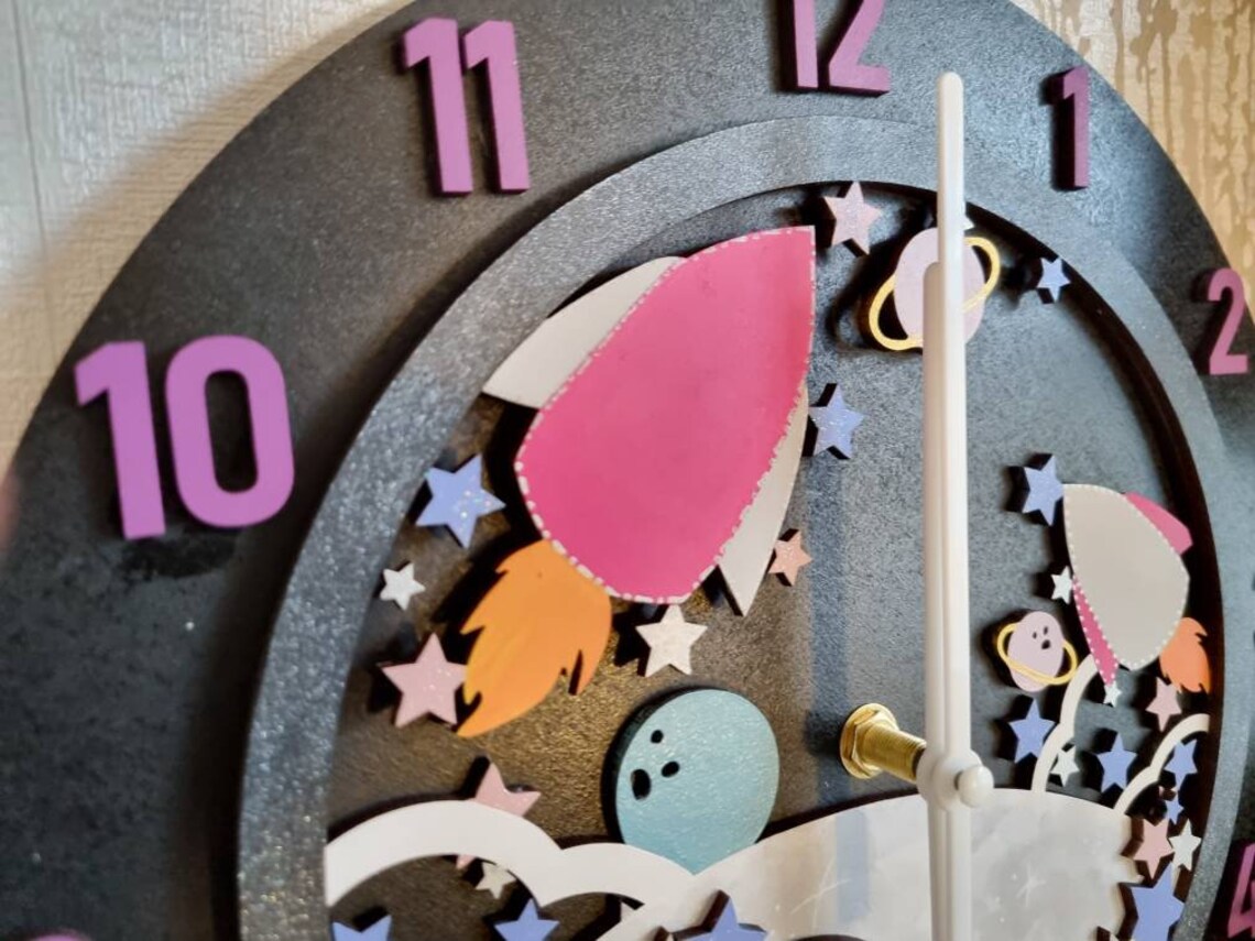 3D Space Themed Wall Clock. Galaxy Moon Astronaut Bedroom - Etsy UK