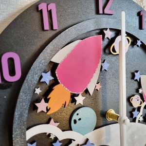 3D Space Themed Wall Clock. Galaxy, Moon Astronaut Bedroom Decoration ...