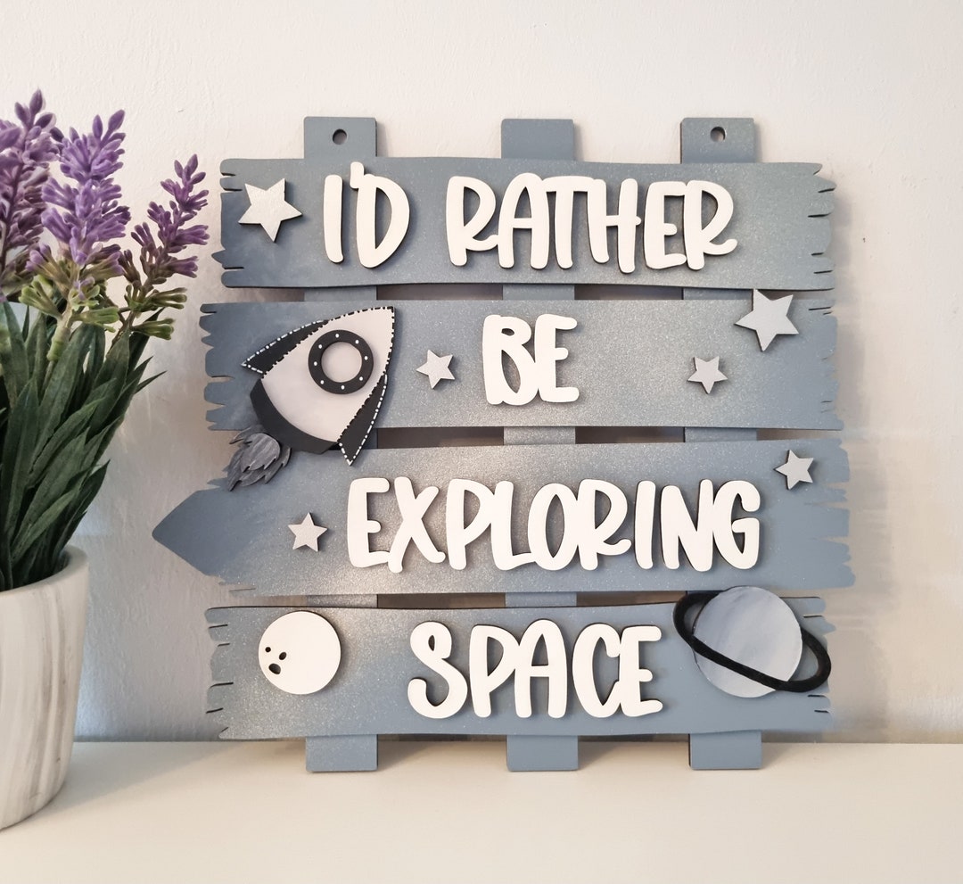 Space Themed Pallet Sign. Quirky Children's Wall Art. - Etsy