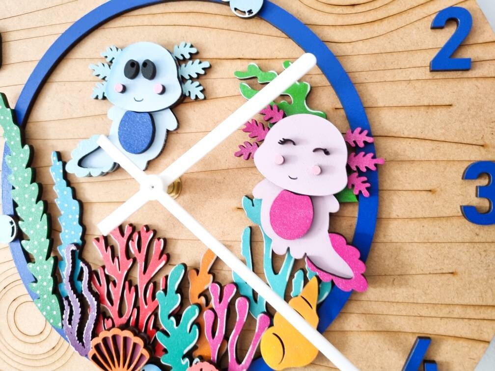 Axolotl, Under the Sea Themed Clock. Wall Art, Time Teller. - Etsy UK