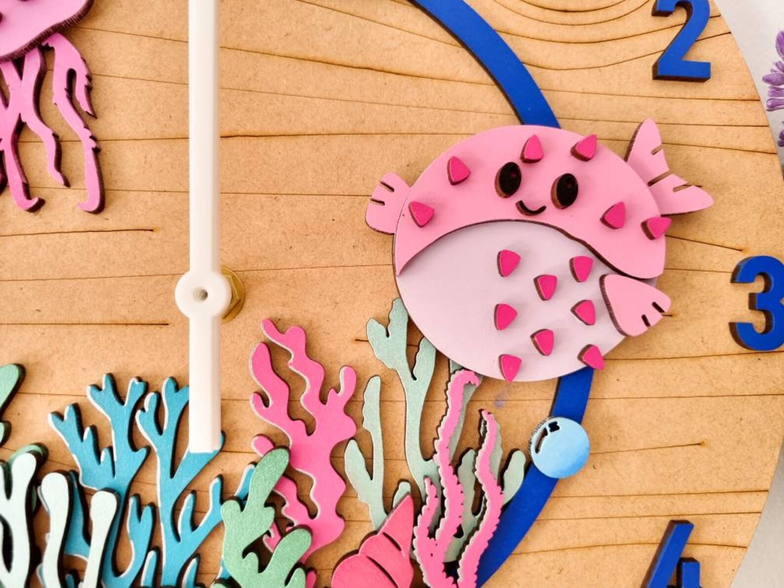 Jelly Fish & Puffer Fish Under the Sea Themed Clock. Wall Art | Etsy