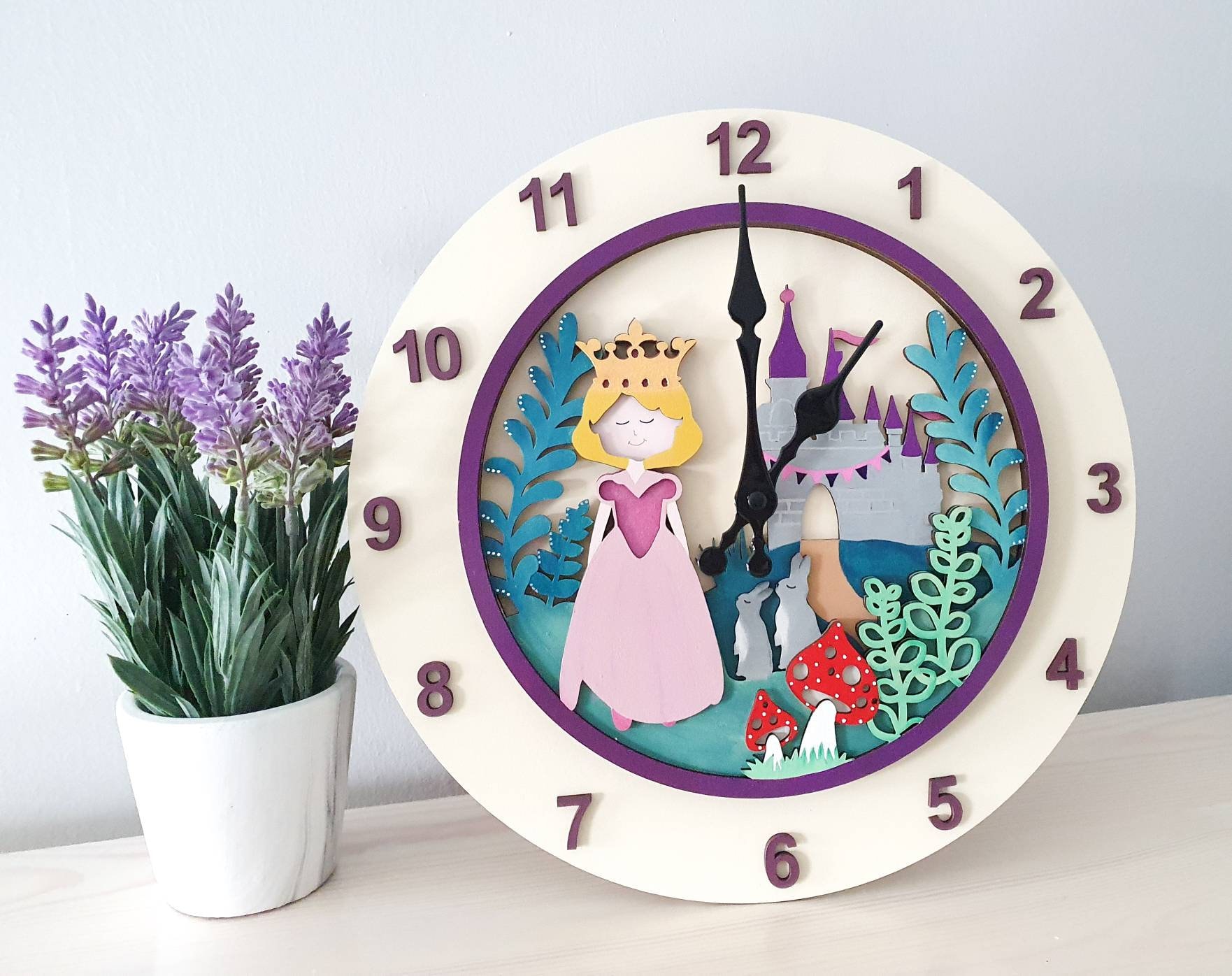 Childrens Princess Themed Wall Clock. Fairytale Castle and - Etsy UK
