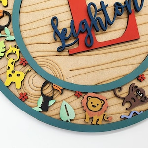 Personalised Safari / Jungle Circle Plaque. Wall Art, Door Name Sign - Etsy